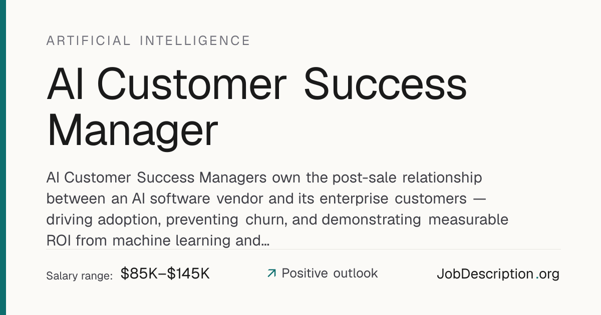 AI Customer Success Manager Job Description, Salary & Career Outlook ...