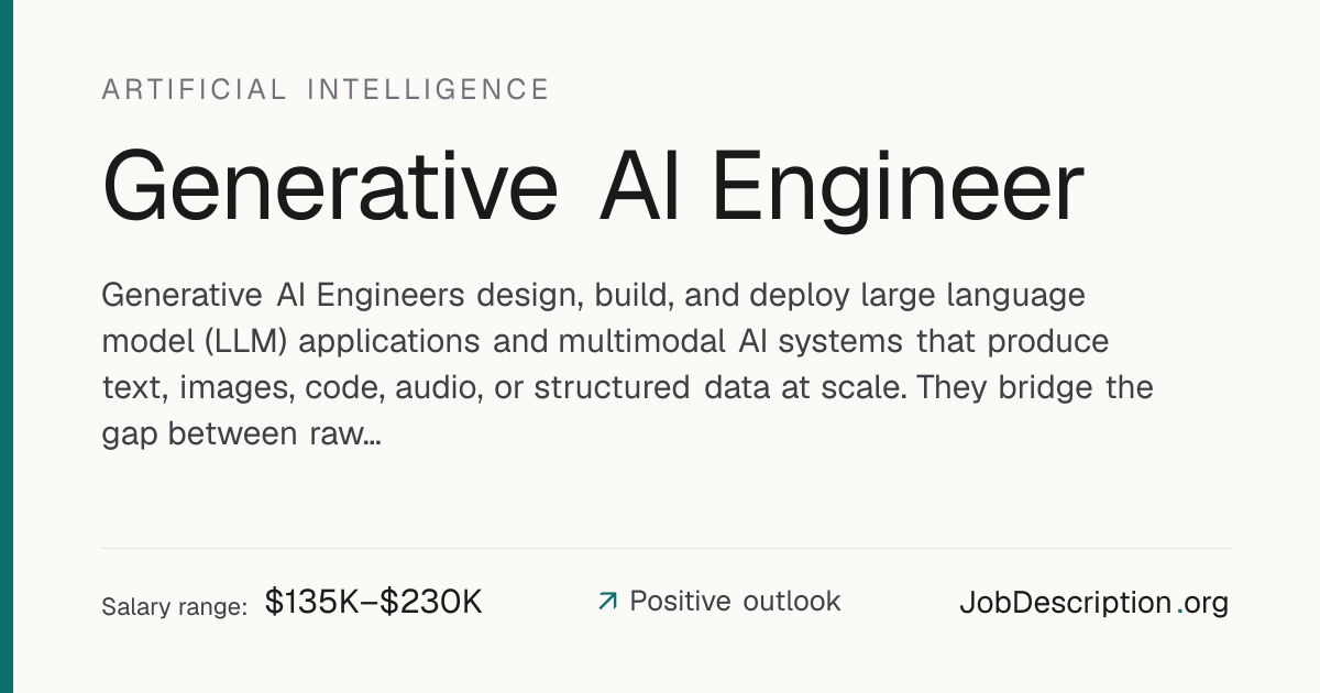 Generative AI Engineer Job Description, Salary & Career Outlook ...