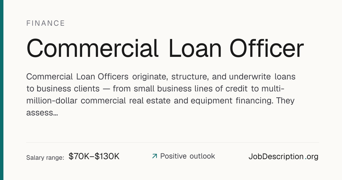 Commercial Loan Officer Job Description, Salary & Career Outlook ...