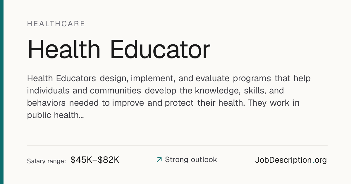Health Educator Job Description, Salary & Career Outlook ...