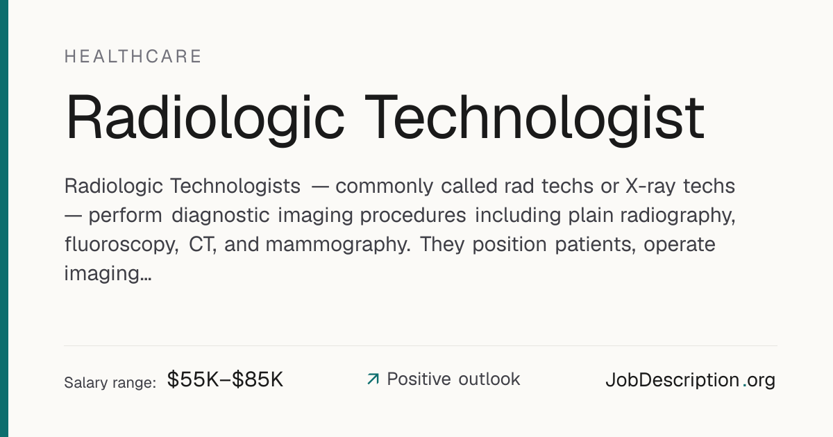 Radiologic Technologist Job Description, Salary & Career Outlook ...
