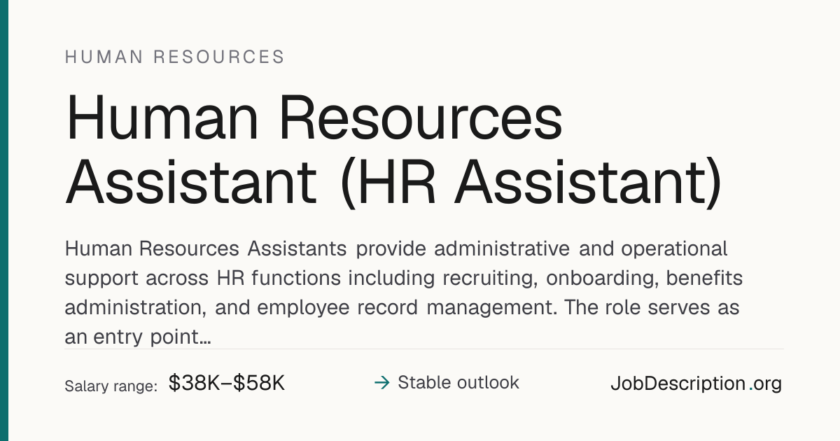 Human Resources Assistant (HR Assistant) Job Description, Salary ...