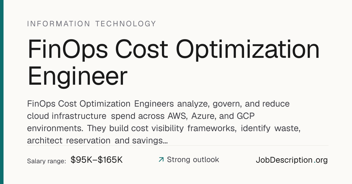 FinOps Cost Optimization Engineer Job Description, Salary & Career ...