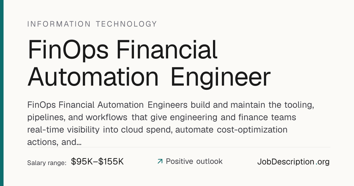FinOps Financial Automation Engineer Job Description, Salary & Career ...