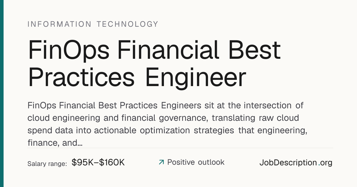 FinOps Financial Best Practices Engineer Job Description, Salary ...
