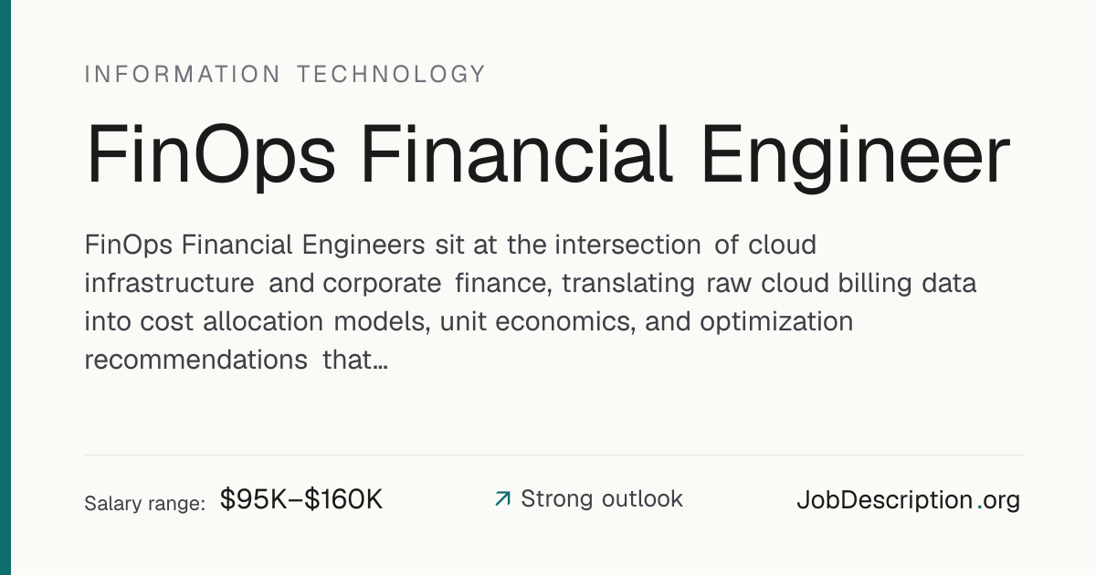 FinOps Financial Engineer Job Description, Salary & Career Outlook ...
