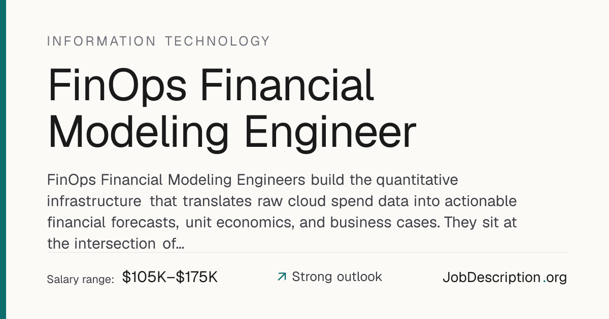 FinOps Financial Modeling Engineer Job Description, Salary & Career ...
