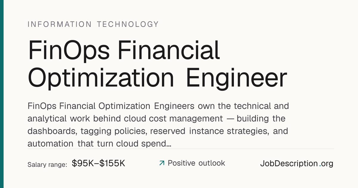 FinOps Financial Optimization Engineer Job Description, Salary & Career ...