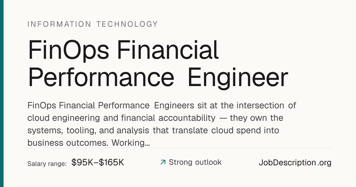 FinOps Financial Performance Engineer Job Description, Salary & Career ...
