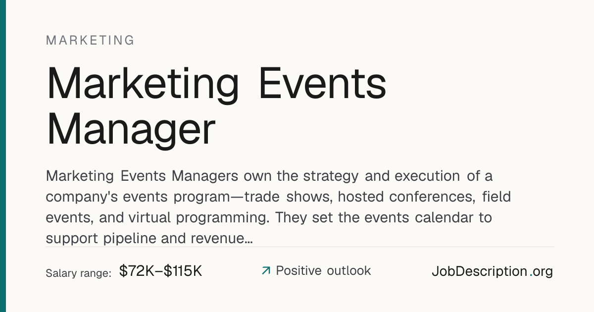 Marketing Events Manager Job Description, Salary & Career Outlook ...