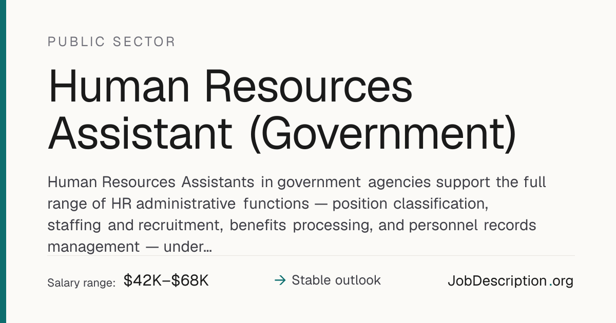 Human Resources Assistant (Government) Job Description, Salary & Career ...