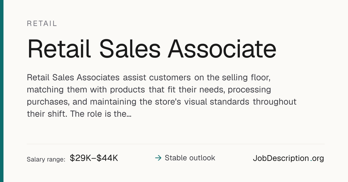 Retail Sales Associate Job Description, Salary & Career Outlook ...