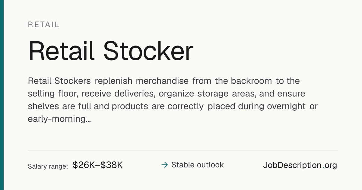 Retail Stocker Job Description, Salary & Career Outlook ...