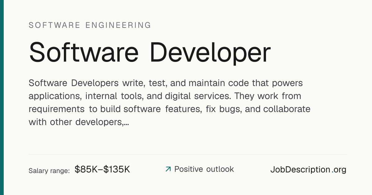 Software Developer Job Description, Salary & Career Outlook ...