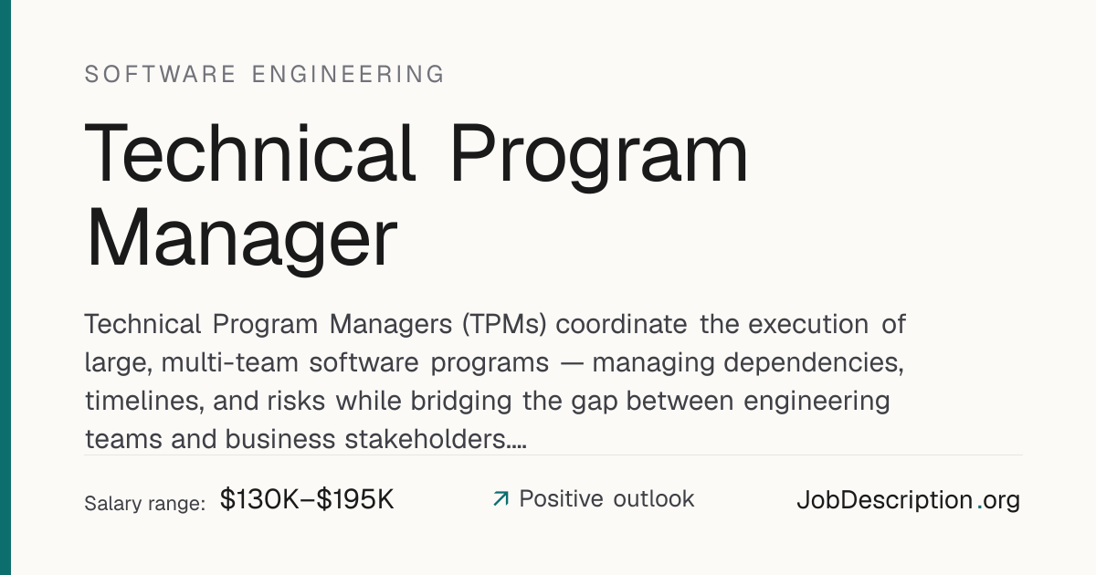 Technical Program Manager Job Description, Salary & Career Outlook ...