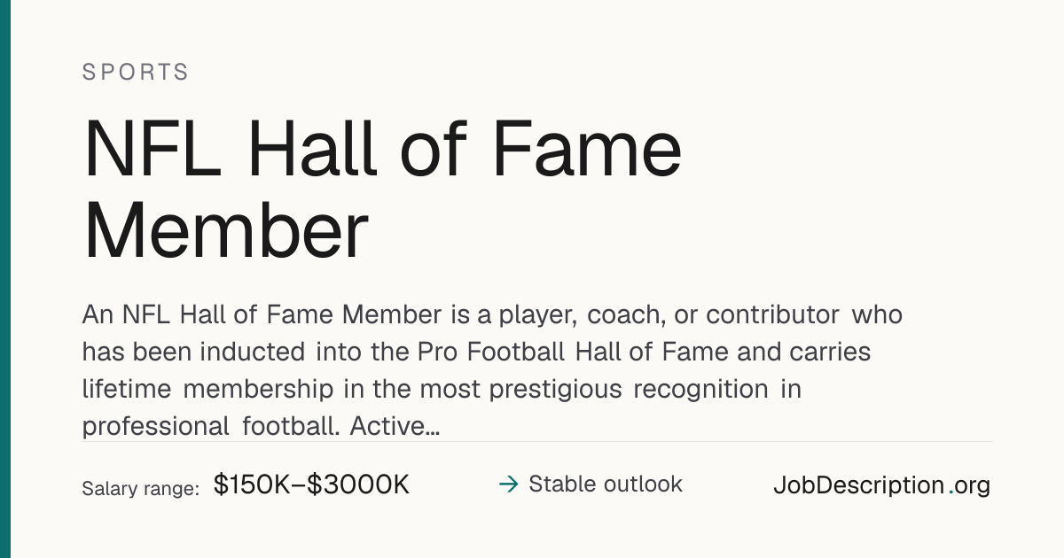 NFL Hall of Fame Member Job Description, Salary & Career Outlook ...